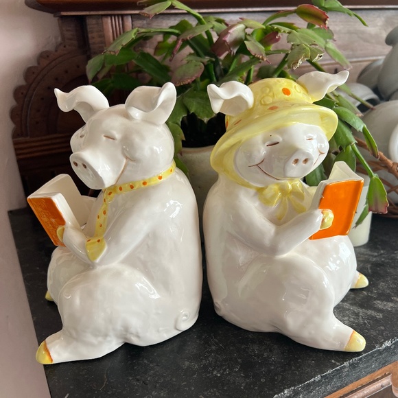 Fitz and Floyd | Accents | Vintage Fitz Floyd Pig Bookends Whos Afraid ...